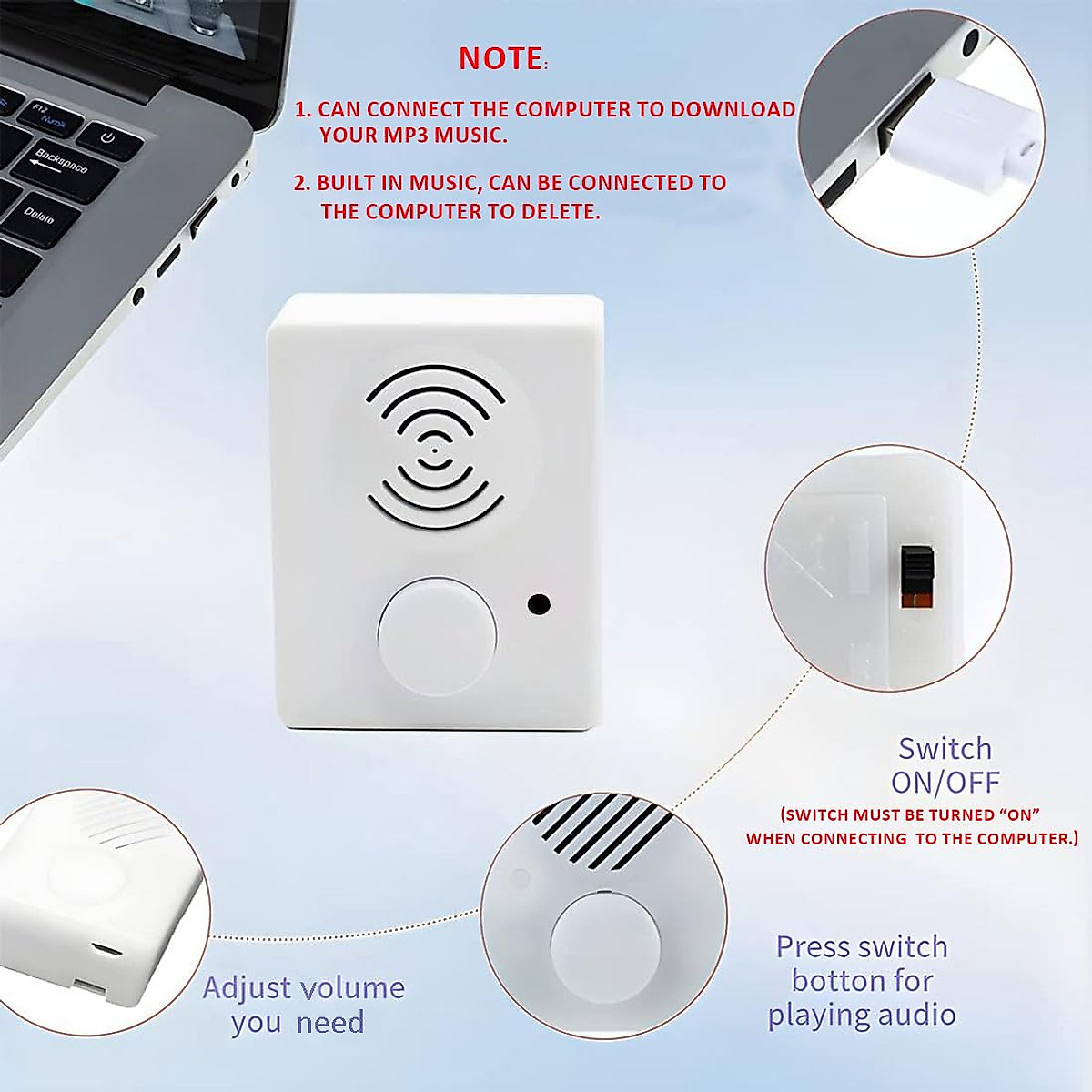 XLW 16 Minutes Voice Recorder for Stuffed Animals,Voice Box for Recordable Gifts Button Sound Box for Crafters, Hobbyists, Stuffed Animals,School Presentations, Personalized Items,etc. (White-Pack)