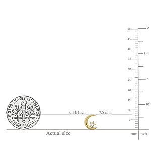 Dazzlingrock Collection 0.02 Carat (ctw) Round White Diamond Ladies Crescent Moon and Star Stud Earrings, 14K Yellow Gold