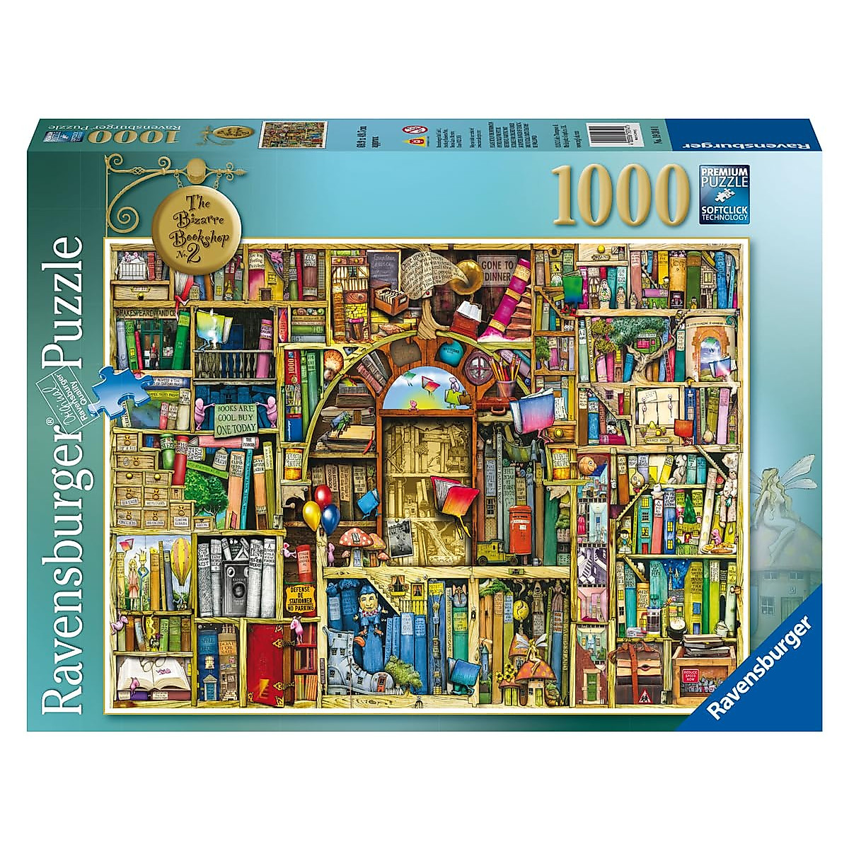 Ravensburger Bizarre Bookshop 2 - 1000 Piece Jigsaw Puzzle for Adults | Unique Piece Design | Softclick Technology for Perfect Fit | Ideal Gift for Puzzle Enthusiasts