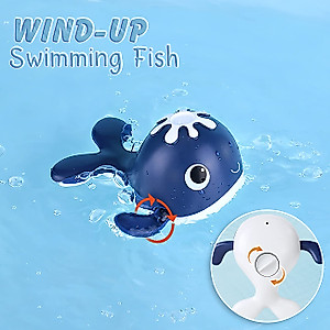 Bessentials Magnet Baby Bath Fishing Toys - Wind-up Swimming Whales Bathtub Toy Fishing Game, Water Tub Toys Set with Fishing Pole & Net for Toddler Kids 3 4 5 6 Years Old