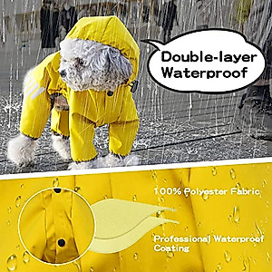 AblePet Puppy Dog Raincoat Hooded Slicker Poncho with Reflective Strap/Leash Hole Windproof Jacket for Small Medium Dogs(S, Yellow)