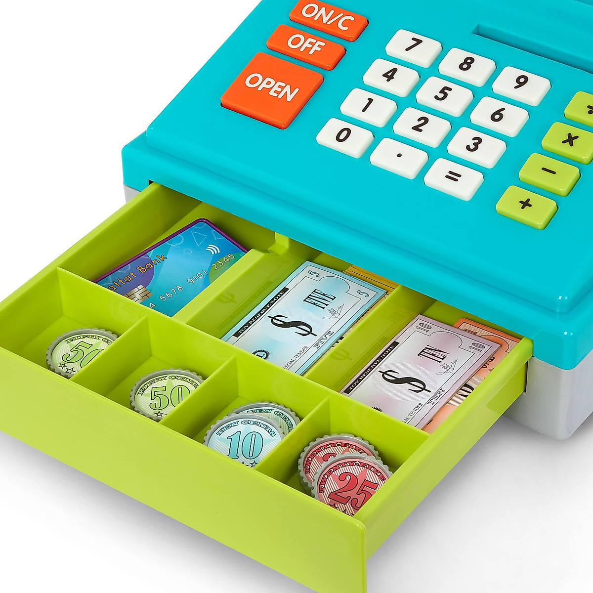 Battat – Toy Cash Register For Kids, Toddlers – 48Pc Play Register With Toy Money, Credit Card – Blue Calculating Cash Register – Pretend Play Toy – 3 Years + – Blue Calculating Cash Register