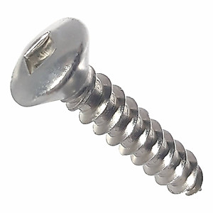 #8 x 3/4" Oval Head Sheet Metal Screws, Square Drive, Stainless Steel 18-8, Full Thread, Bright Finish, Self-Tapping, Type A, Quantity 100 by Fastenere
