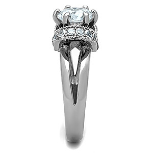 Marimor Jewelry 2.5 Carat Round Cut AAA Zirconia Stainless Steel Engagement Ring Women's Size 6