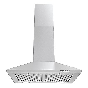 COSMO COS-6324EWH Wall Mount Range Hood, Chimney-Style Over Stove Vent, 3 Speed Fan, Permanent Filters, LED Lights in Stainless Steel (24 inch)