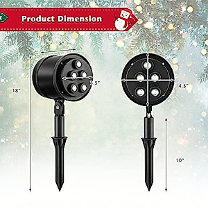 Goplus Christmas Projector Lights, Rotating Projection Lamp with 65° Adjustable Angle, Lawn Stake, Water Proof Landscape Decorative Lighting for Christmas, Holiday, Party, Garden