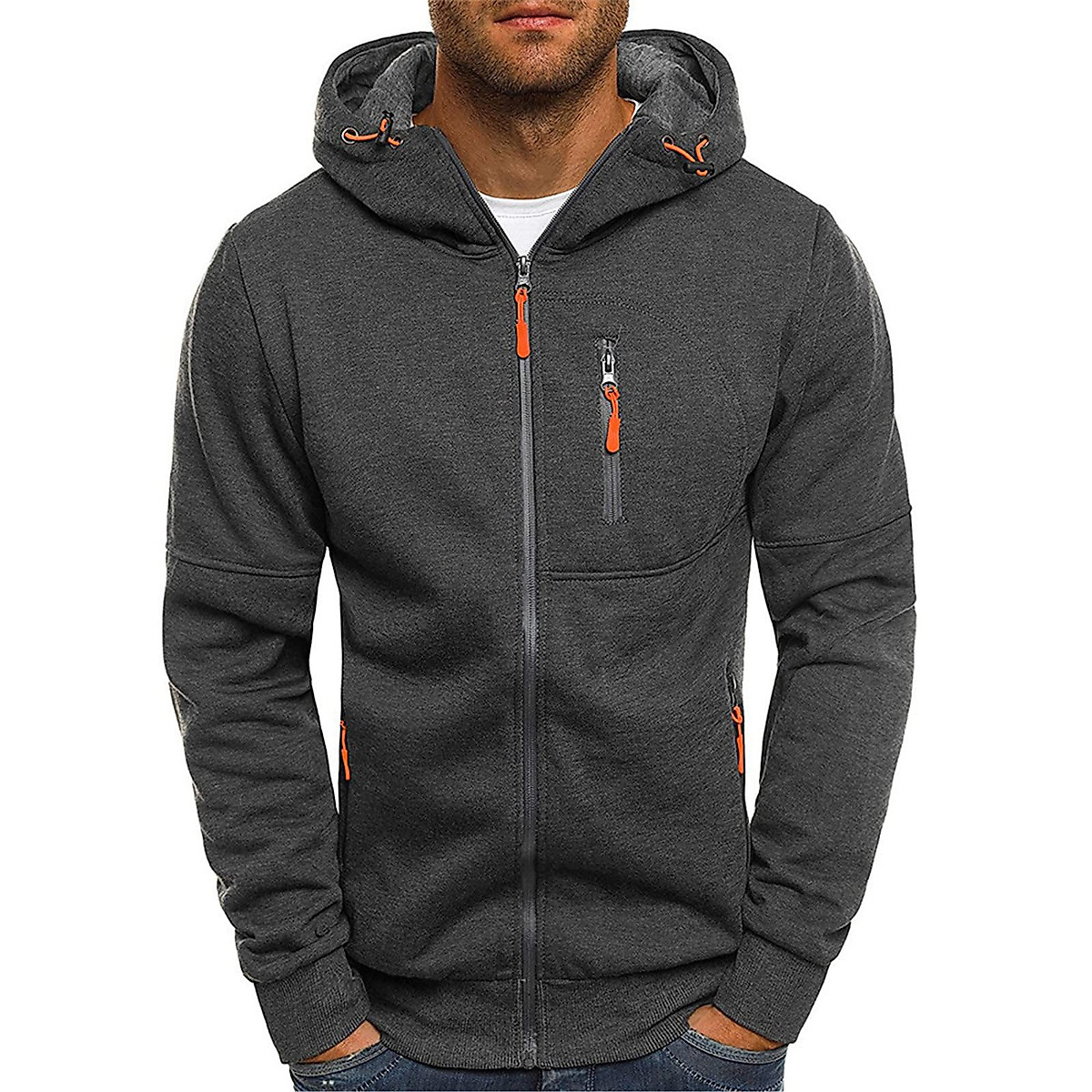 Orders Men's Hoodies Zip Up Lightweight Casual Sweatshirts Jackets Long Sleeve Sport Outdoor Pockets Hoodie Trendy Clothes Generic