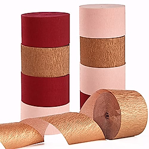 Rose-Gold Pink Burgundy-Red Party-Decorations Streamers - 9 Rolls Valentines Mothers Day Crepe Paper Streamer Garland Birthday Bachelorette Bridal Shower Engagement Wedding Brunch Decoration Panduola