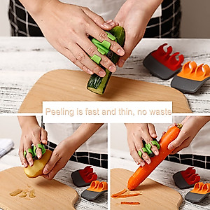 2 Pcs Hand Vegetable Peeler Peeler Rubber Finger Grips Comfortable to Peel Pumpkin Carrot Cucumber Potato and More (Green, One Size)