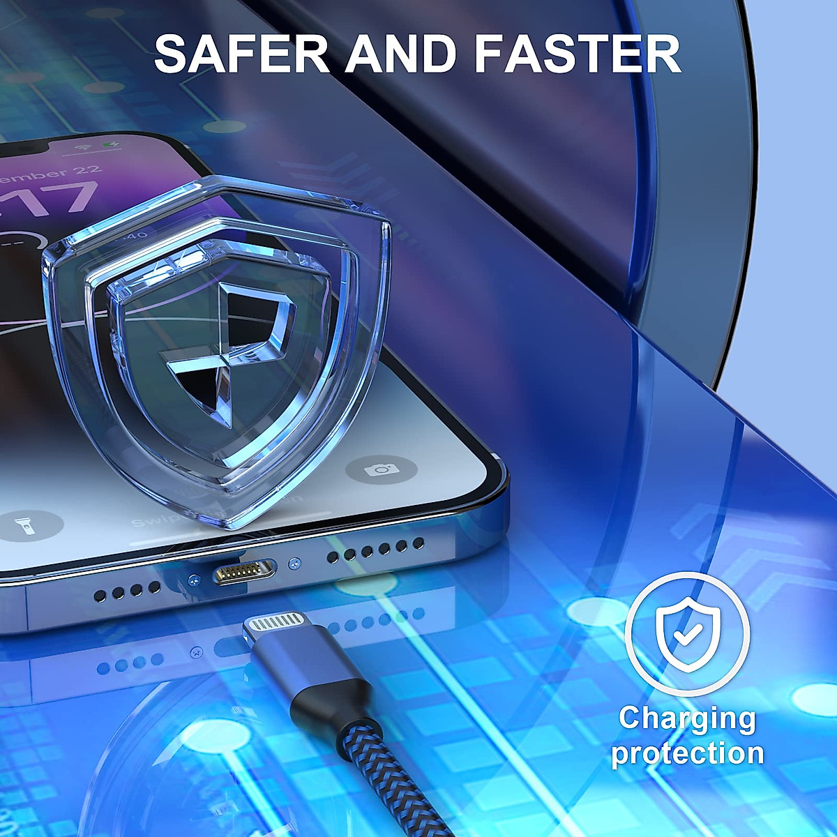 iPhone Charger [Apple MFi Certified] Lightning Cable 6PACK-3/3/6/6/6/10 FT Nylon Braided USB Charging Cable High Speed Cord Compatible with iPhone 14/13/12/11 Pro Max/XS MAX/XR/XS/X/8/7/Plus/6S/6/iPad