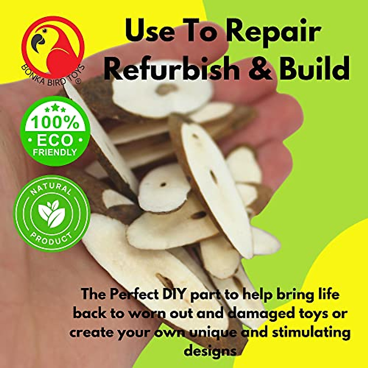 Bonka Bird Toys 3405 (Pk12) Extra Thin Natural Sola Slices 2.25" x 0.125", Medium Parrot Foot Talon Cage Toy, Conure, Lories, Lorikeets, and Similar