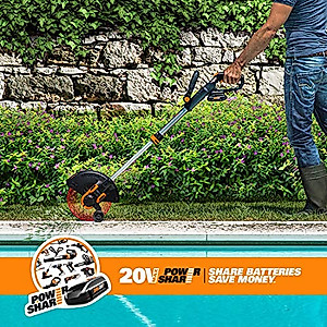 Worx WG163 GT 3.0 20V Cordless Grass Trimmer/Edger with Command Feed, 12in, 2 Batteries and Charger Included (Renewed)