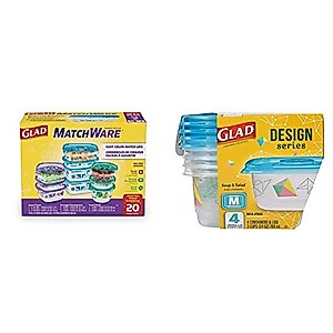 GladWare Matchware Food Storage Containers & Series Food Storage Containers, 4 Count | Strong and Durable Food Storage Food Containers for Everyday Use | Use to Store Meals, Snacks, and Desserts