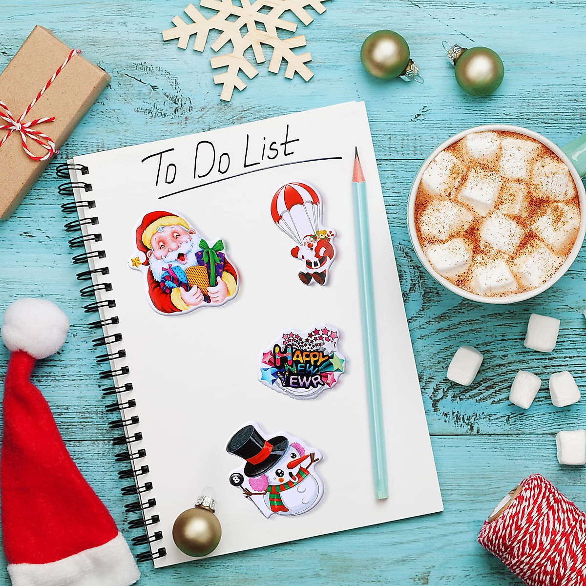 60 Sheets Christmas Stickers Christmas Craft Stickers Puffy Xmas Holiday 3D Stickers with Santa Claus,Christmas Tree,Snowman, Reindeer,Wreath for Christmas Party Favors Envelopes Cards Notebooks