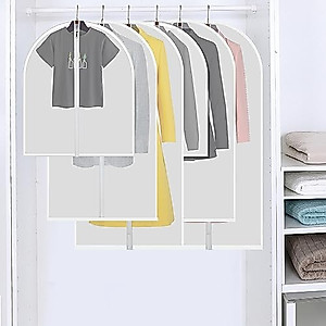 Allhom Small size Garment Bags - Set of 6 translucent 31 inch Hanging Clothing Bags with Cedar Balls, for Boy girls’ Sweater, hoodies, Shorts