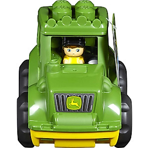 MEGA BLOKS John Deere Toddler Building Blocks Toy Set, Lil’ Tractor with 6 Pieces and Storage, 1 Figure, Green , Ages 1+ Years