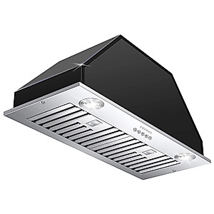 EALLMALL Range Hood Insert 30 Inch, 750 CFM Vent Hood Insert, Ducted/Ductless Range Hood Insert, Stainless Steel Insert Range Hood, Black Hood Range Insert, 3-speed Built In Range Hood, KF21-30