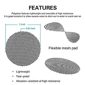 shemist 100PCS Pot Hole Mesh Pad, Bonsai Pot Bottom Grid Mat Mesh, Plant Drainage Screens Gasket, Round Drainage Mesh Hole Screens Keep Soil from Flowing Away, 2 Inch