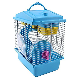 FDSF Pet Cage Hamster with Transparent Skylight Double Layer House for Hamster Golden Hamster Pet Blue