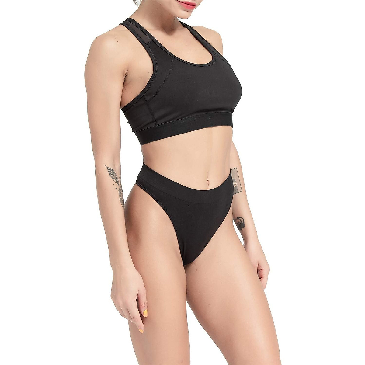 GRANKEE Women's Breathable Seamless Thong Panties No Show Underwear 6 Pack(BLACK 6 pack XL)