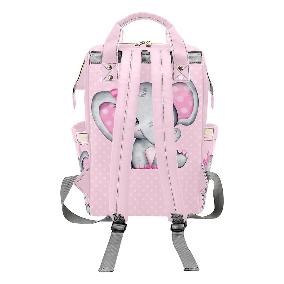 Liveweike Girl Elephant Dot Personalized Diaper Bag Backpack Custom Name Daypack Large Mommy Bag for Teen Girl Boy Student