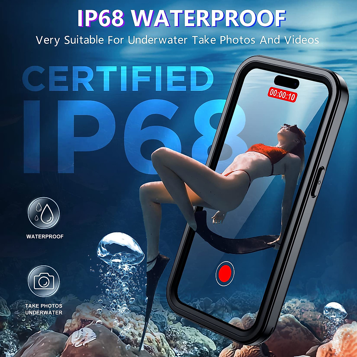 2023 New Magnetic Case for iPhone 14 Pro Max Case Waterproof, Built-in Screen Protector & Camera Protector [Compatible with MagSafe] [IP68 Waterproof] [Dustproof] Full Body Shockproof Phone Case 6.7"