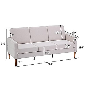 Karl home Sofa 71" Modern Sofa Couch Upholstered Love Seat Furniture 3-Seat Small Couch for Living Room, Bedroom, Apartment, Studio, Office, Creamy White