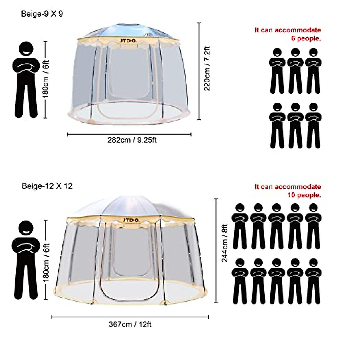 Bubble Igloo PVC Tent, JTDDO Winter Tent Oversize Cold Protection Canopy Tent 9'x9' for 4-6 Person for Outdoor/Garden/Backyard/Patios, Beige