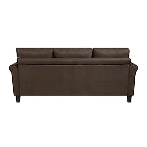 Lexicon Kenmare Fabric Upholstered Sofa with roll arms in Chocolate Color