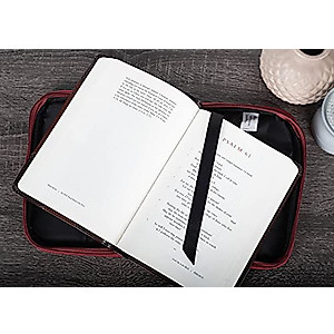 Matte Red Stitched Cross 8 x 6 Fabric Zippered Bible Cover Case with Handle, Compact