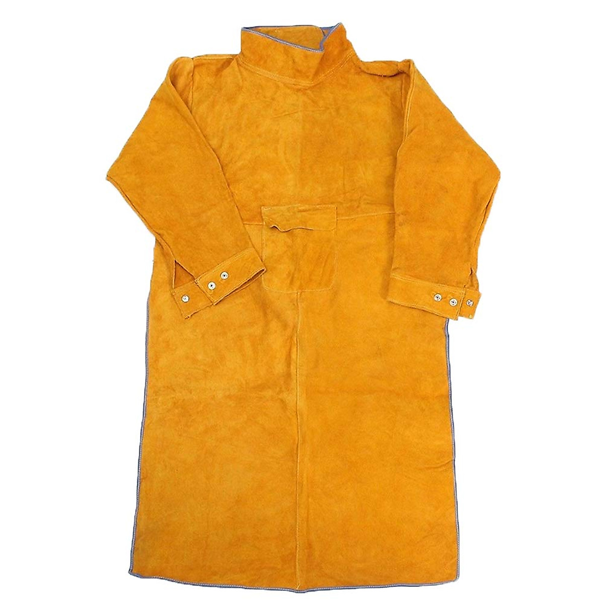 Jewboer Leather Welding Apron with Sleeve,Heavy Duty Welding Jacket,Heat Flame Resistant Weld Coat for Men Women,L