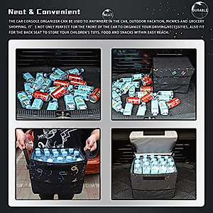 SHIYUMAN Insulated Car Trunk Organizer by Travel Car Cooler Box for Hot Or Cold Food, Multipurpose Collapsible Shopping, Picnics And Camping,Car Console Organizer Fits Most Vehicles(Letter)