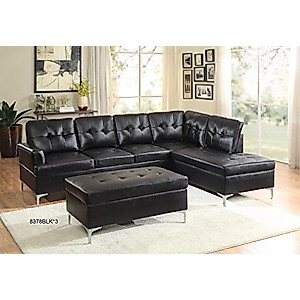 Homelegance Barrington 109" x 108" PU Leather Chaise Sofa, Black