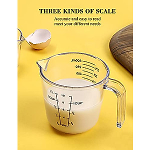 Measuring Cups Set, Liquid Measuring Cups For 3 For Kitchen - BPA Free Plastic Set with Spout Multiple Measurement Scales (Clear)