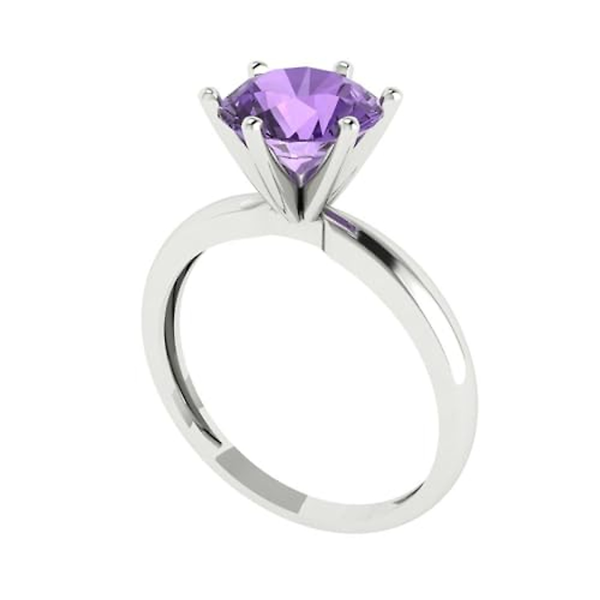 Clara Pucci 2.0 ct Round Cut Solitaire Simulated Alexandrite Engagement Bridal Promise Anniversary Ring in 18K White Gold Size 3.5