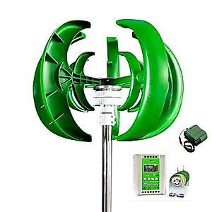 OLONETO 1000W 12V24V48V Green Lantern Wind Turbine High Efficiency and Low Noise 5 Blade Wind Turbine with Controller and Handheld Generator (Color : Green, Size : 24V)