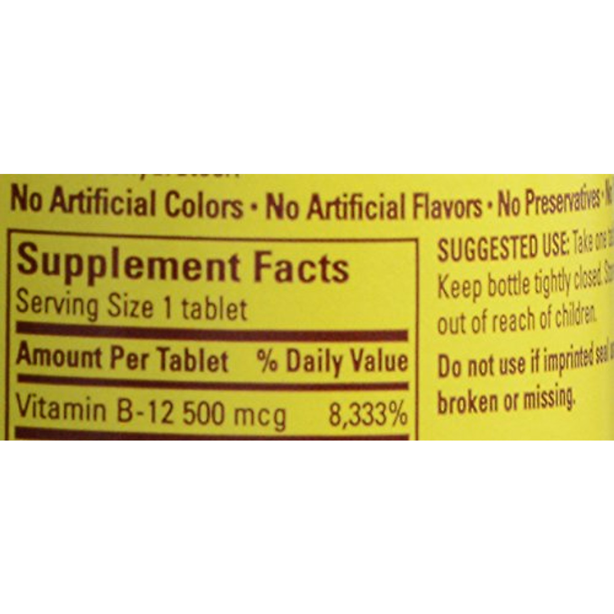 Nature Made Vitamin B12 500 mcg. Tablets 100 Ct