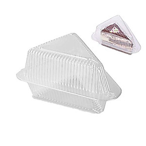 50 Pack Cheesecake Containers,Clear plastic Hinged Cake Slice Container 4 inch x 3 inch