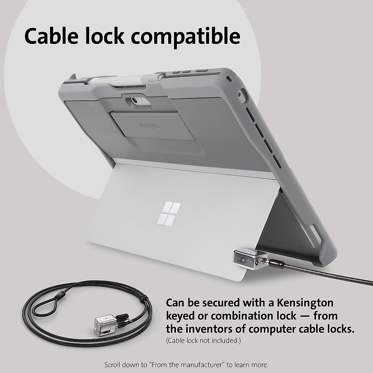 Kensington Blackbelt 2nd Degree Rugged Case for Surface Pro 7, 7+, 6, 5, & 4 - Silver (K97802WW)
