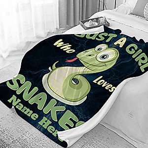 Abheda Snakes Custom Blanket for Girl Women Just A Girl Who Loves Snakes Blanket Personalize NameSuper Blanket Soft Throw Warm Gift for Snakes Lover Birthday Graduate Blankets 60"X50" for Teen