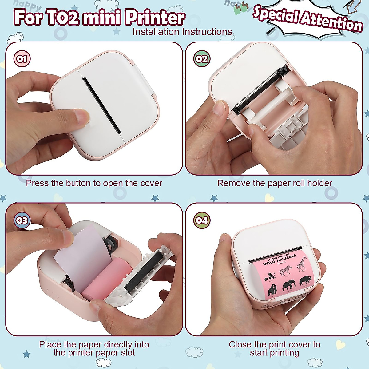 HUIJUTCHEN 20 Rolls Mini Thermal Sticker Printer Paper 57x25mm Inkless Self-Adhesive Paper for M02/T02/X5 Pocket Bluetooth Receipt Printer for Photo,DIY,Note,Memo(16 White+4 Color)