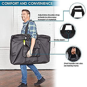 Art Portfolio Case 24 x 36 in. with 12 Color Pencil Set and Sharpener- Large Lightweight Art Portfolio Bag with Shoulder Strap and Handle - Artwork Storage Totes - Black Art folder Storage Bag