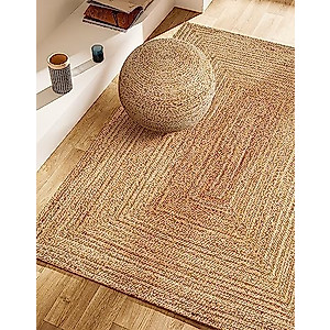 4x6 Rug,Rug 4x6', Rag Rugs,Jute Rug,Braided Rug, Jute Rugs, Jute Handloom Rug 4x6', Farmhouse Area Rugs, Natural Braided Doormat for Kitchen Entryway Pets Playing Rugs - Natural