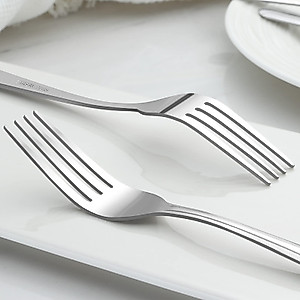 BEWOS 48 Pieces Forks and Teaspoons Silverware Set, 24 Pieces Dinner Forks (8.2 Inch) and 24 Pieces Teaspoons (6.2 Inch), Food Grade Stainless Steel, Mirror Polished, Dishwasher Safe