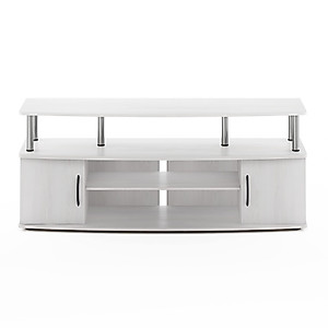 Furinno JAYA Large Entertainment Stand for TV Up to 55 Inch, White Oak/Chrome