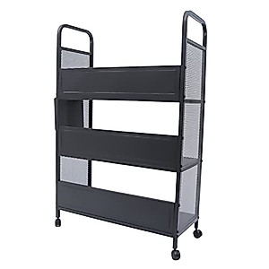 Office Book Carts, Rolling Book Truck Book Cart with 3 Flat Shelves, Library Book Cart with Swivel Lockable Casters, Book Cart,Library Cart,Rolling Library Book Cart Shelves,for Home Shelves Office