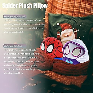 COAQAC 7 Inch Spider Plush Pillow, Super Soft Spidey Plushies Stuffed Animal Toys for Kids Adults Movie Fans, Birthday Gift Children's Day, Red (red)