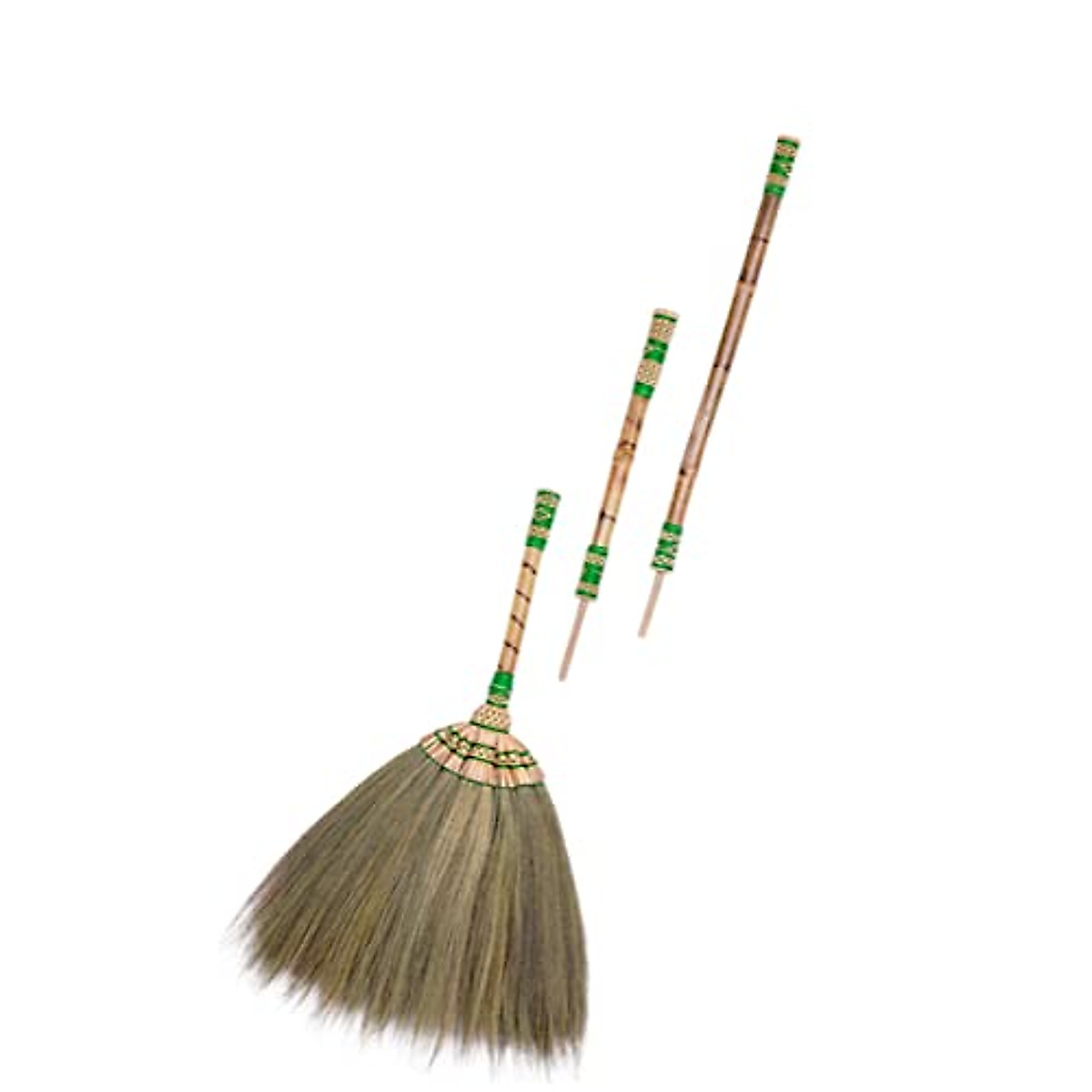 4 in 1 Natural Grass Broom Set by SN SKENNOVA -Traditional Sweeping Broom Thai Handmade Broom Handmade Kitchen Broom Asian Broom (24" 34" 44" 58")