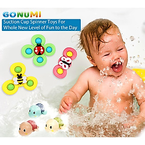 Gonumi Baby Bath Bathtub Toy with Shower Head Suction Cup Spinner Swimming Turtle, Toys Gifts for 6 to 12 Months, Toddlers 1-3, Kids Age 2-4,4-8, Water Gift Boys Girls New Born