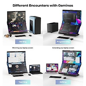 Mobile Pixels Geminos Dual 24" Stacked Computer Monitors with 1080P Webcam&Speakers, 65W USB-C Charging, All-Inclusive Vertical Desktop Monitor, HDMI/USB-A/USB-C, Infinitely Adjustable (2 Monitors)
